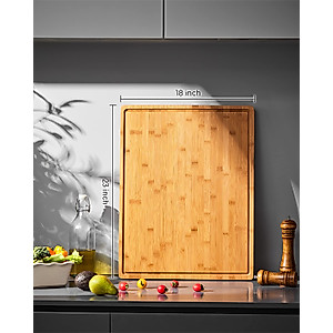 Extra Large Cutting Board for Kitchen, BEZIA 23" x 18" Thick Chopping Butcher Block with Juice Groove, 100% Natural Bamboo Cheese Charcuterie Carving Serving Board Tray for Meat, Fruit, & Snacks