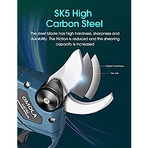 OMOLA Electric Pruning Shears,with 2 PCS Rechargeable 21V 2Ah 2000mA Lithium Battery Powered and 2 Blades，1Inch/25mm Cutting Diameter,6-8 Working Hours…