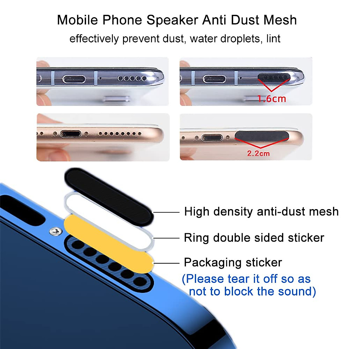 Anti Dust Plug Kit Compatible with iPhone 11/12/13/X/Xs Max/XR and More, Dustproof Maintenance Kit for iPhone, Come with Phone Port Cover Cap Phone Speaker Anti-Dust Mesh Sticker and Other