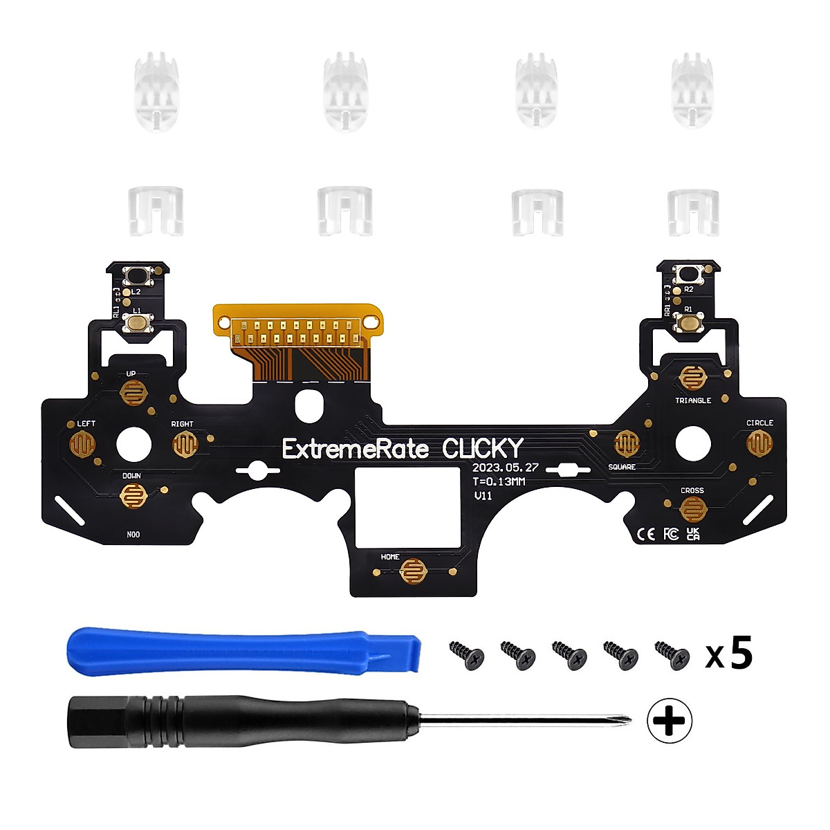 eXtremeRate Clicky Hair Trigger Kit for PS4 CUH ZCT2 Controller Shoulder Buttons, Custom Flashshot Trigger Stop Flex Cable for PS4 Slim Pro Controller JDM-040/050/055