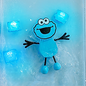 Glo Pals x Sesame Street Cookie Monster Water-Activated Bath Toy with 6 Reusable Light-Up Cubes for Sensory Play