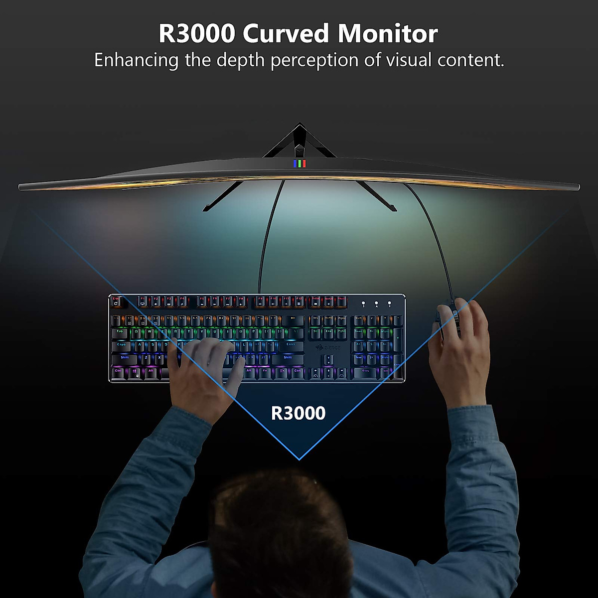 Z-Edge UG32F 32-inch Curved Gaming Monitor 16:9 1920x1080 200Hz Frameless LED Gaming Monitor, AMD Freesync Premium Display Port HDMI Built-in Speakers