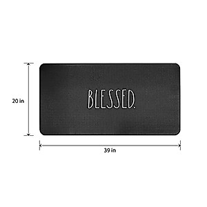 Rae Dunn Anti Fatigue Mat for Standing ‘Blessed’ - 20 Inch x 30 Inch - Cushion Foam Rubber Kitchen Mat for Floor - Non Skid Non Slip Pad for Back Pain, Knee Support, Foot Comfort