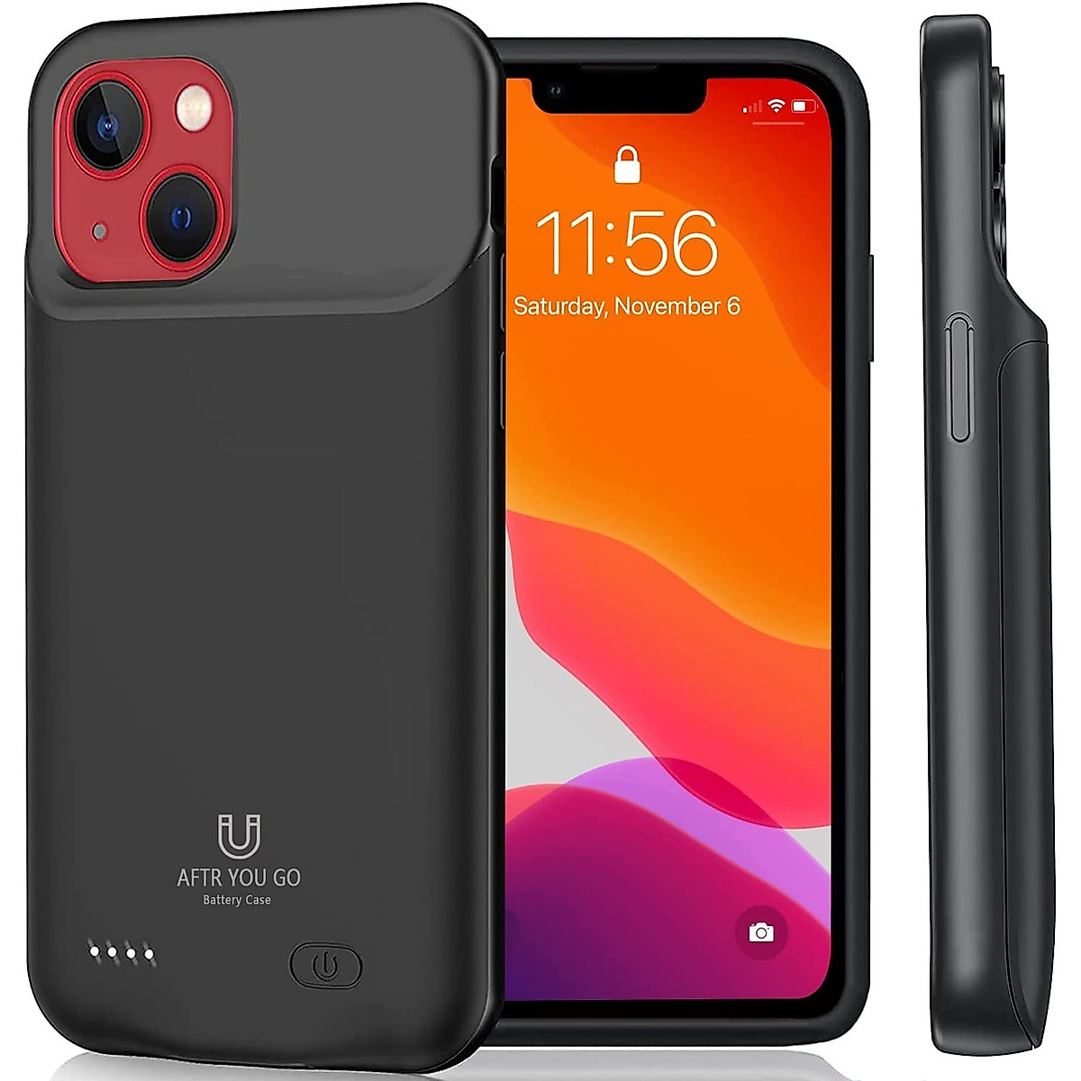 AFTRYOUGO Battery Case iPhone 13/13 Pro(6.1 inch), 7000mAh Portable Battery Pack Rechargeable Smart Charger Case Compatible iPhone 13/13 Pro External Battery Charging Case -Black (Model:XDL-640MW)