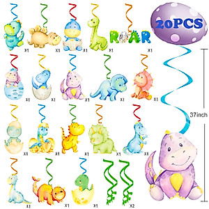 Baby Dinosaur Hanging Swirls Dinosaur Baby Shower Decorations Dinosaur Party Hanging Foil Whirls Ceiling Streamers Decoration for Dino Theme Birthday Party Roar Rawr It's A Boy Party Supplies