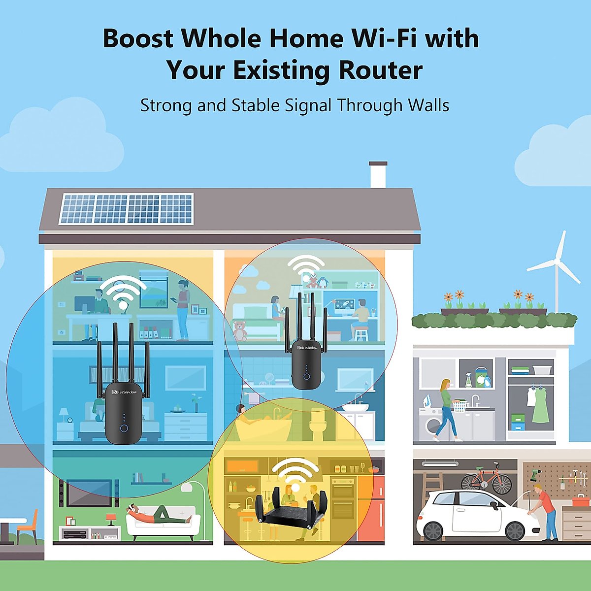 WiFi Extender 1200mbps| Covers Up to 1000 Sq. Ft and 20 Devices | WiFi Extender Signal Booster for Home |Ethernet Port, Access Point and Wall Plug