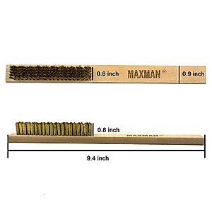 MAXMAN Brass Brush, Soft Brass Bristle Wire Brush for Cleaning Metal Rust, Welds, Home and Kitchen, Wire Scratch Brushes with 10" Beechwood Handle