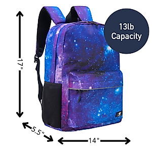 Fenrici Kids' Backpack with Lunch Box Gift Set for Boys and Girls, School Bag with Laptop Compartment and Insulated Lunch Bag, Galaxy Purple