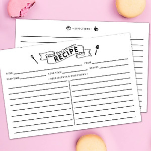 Poiet Sweet Home Cooking Recipe Cards, 4x6 Double Sided, Set of 50, 300gsm Thickness