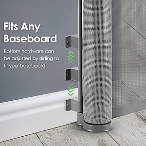 90 Inch Extra Wide Retractable Baby Gate Gates for Doorways Extra Long Baby Gate for Wide Openings Extra Large Dog Gate Indoor Outdoor Pet Gates for Dogs Long Gates for Kids or Pets, Gray