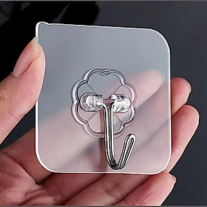NevStp 1-10PCS Transparent Stainless Steel Strong Self Adhesive Hooks Key Storage Hanger for Kitchen Bathroom Door Wall Multi-Function,Transparent,1PCS