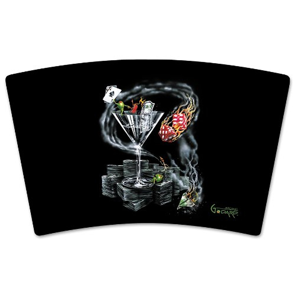 Mugzie Michael Godard Strike it Rich Travel Mug with Insulated Wetsuit Cover, 16 oz, Black