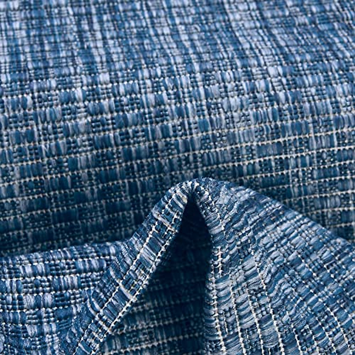 Unique Loom Collection Casual Transitional Solid Heathered Indoor/Outdoor Flatweave Area Rug, Rectangular 9' 0" x 12' 0", Blue/Navy Blue