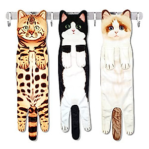Infaccial 6-Pack Cat Hand Towels Set for Bathroom Kitchen-Cute Cat Hanging Towel Decorative Animal Washcloths Face Towels Cat Decor-Funny Housewarming Cat Gifts for Cat Lovers for mom (6-Pack)