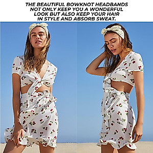 12 Pack Wild Floral Bow Headbands for Women Elastic Headwraps Hair Band Yoga Running Sports Knotted Headband Stretchy Rabbit Ears Turban Fashion Sport Cute Hair Accessories（2024 NEW）