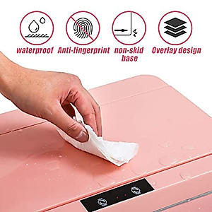 Hudada Automatic Touchless Infrared Motion Sensor Trash Can, 13 Gallon High-Capacity Plastic Kitchen Garbage Can with Lid for Kitchen Home Office Living Room Bedroom (Pink)