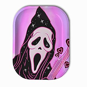 Pink Cartoon Premium Small Rolling Tray 7" x 5", Trendy Gifts, Aesthetic Metal Tray, Storage Decorative Tray