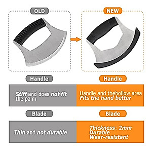 XoYoZo Salad Chopper Mezzaluna Knife with Protective Cover and Anti-Slip Handle Stainless Steel Chopper Vegetable Cutter Onion Chopper Mincing Knife Pizza Cutter