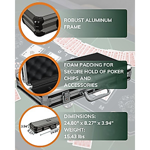 Bullets Playing Cards Poker Sets with Case - Versatile Denominations for Poker, Blackjack, & Casino Games - Durable & Complete Set - Poker Case with 500 Ceramic Poker Chips 'Richie' with Values