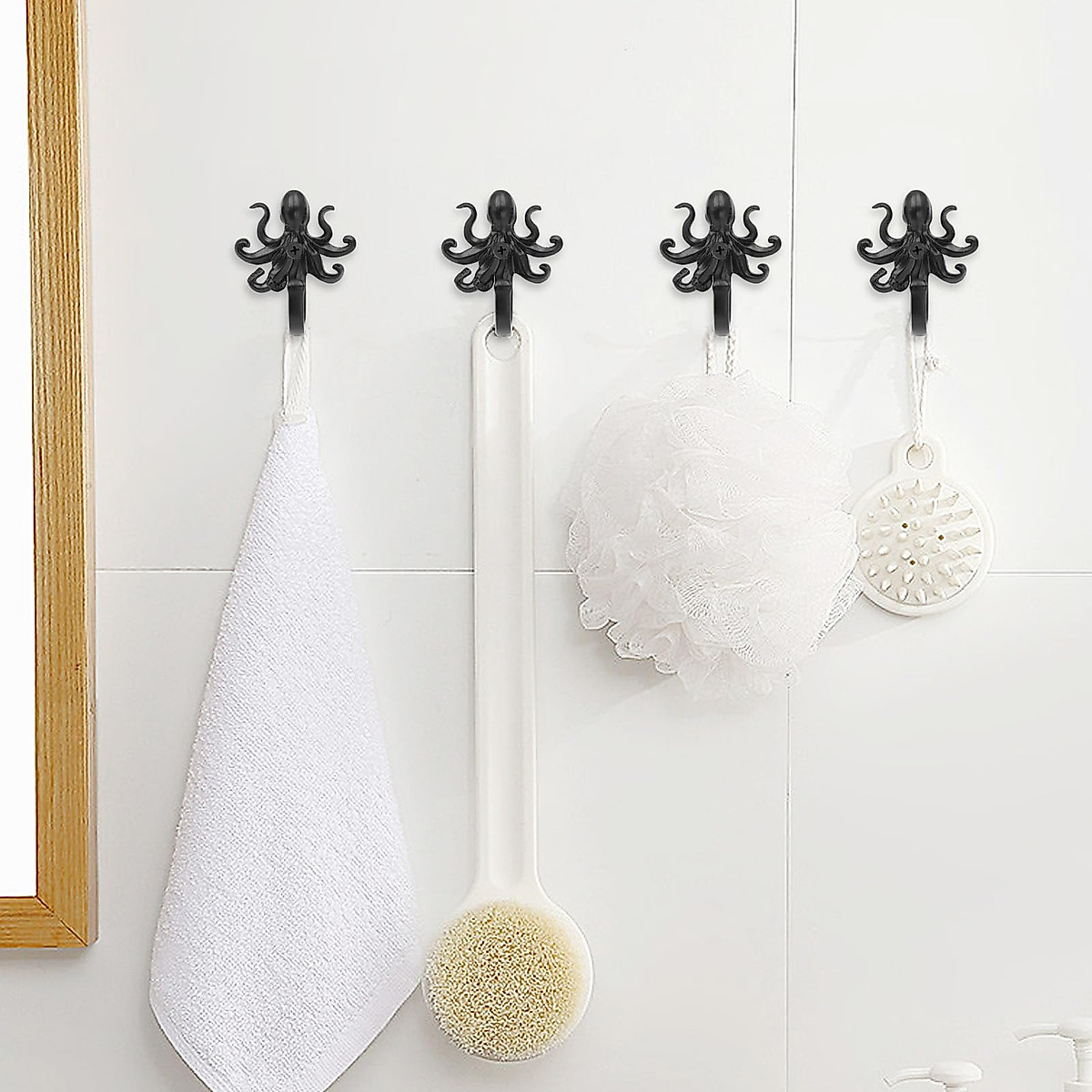 FANYUN 5 Pack Coat Hooks Wall Hooks, Octopus Decorative Wall Mounted Hooks Rustic Metal Hanger for Towel, Key Holder, Hanging Coats, Scarves, Bags, Purses, Backpacks Home Decor (Octopus)