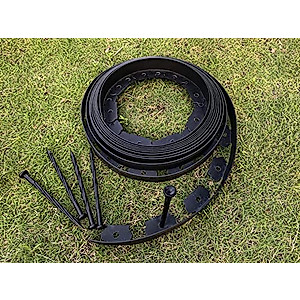 Hugeleaf Garden Flex Lawn Edging, Paver Edging, No-Dig, Landscape Edging, Plant Border, Garden Edging, Flower Bed Edging, Length 30 Feet Black
