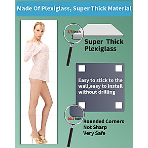 Unstoppable wall mounted full length mirror, full body mirror, child safety shatterproof mirror, thick 1/8 inch 10" x 40"(10"x10"x4Pcs) home gym fitness mirror, acrylic plastic bedroom mirror