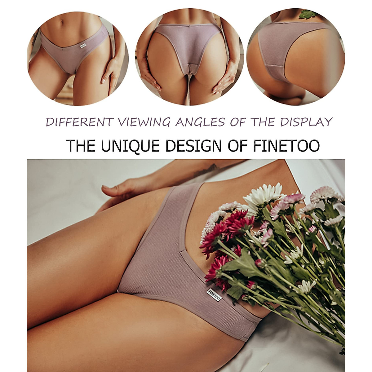 FINETOO 10 Pack Womens Cotton Underwear Sexy Stretch Bikini Panties Low Rise Hipster Ladies Soft V-Waist Cheeky(L)