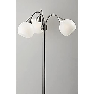 Adesso 1534-22 Phillip 3-Arm Floor Lamp, 65.5 in., 3 x 40 W Incandescent/13 W CFL, Brushed Steel/White, 1 Steel Lamp