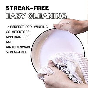 BOMBAXCEIBA Funny Kitchen Towels and Dishcloths Sets of 4,Gift for Mom, New Home Decorative Dish Towels for Women, Waffle Weave Tea Towels for Kitchen (17 x 25 Inches)