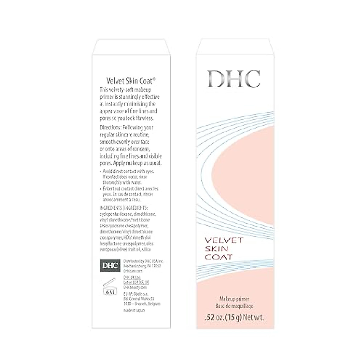 DHC Velvet Skin Coat, Mattifying Makeup Primer, Powder-Gel Formula, Minimizes look of pores, fine lines, and Imperfections, All skin types, Fragrance and Colorant Free, 0.52 oz. Net wt