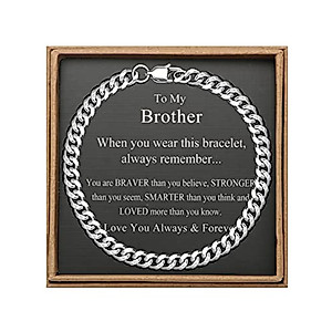 JoycuFF To My Brother Gift,Cuban Chain Bracelet for Brother,Bracelet for Brother,Chain Bracelet Gift for Brother From Sister Brother,Christmas Gift for Brother,10 mm Width 8 Inches Length