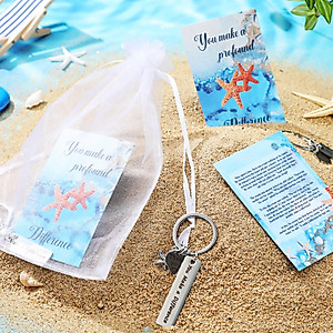 90 Pcs Starfish Story Gifts Mini Keepsake Appreciation Notecards Set Starfish Story Wallet Sized Cards Employee Gifts Drawstring Bags and Starfish Charms for Teacher Women Men (Elegant Style)