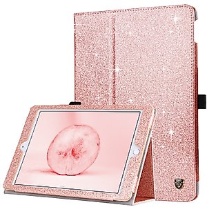 BENTOBEN for iPad Air 2 Case, iPad 6th Generation Case, iPad 5th Gen Case,Folio Folding Stand Auto Wake/Sleep with Pencil Holder Glitter PU Cover for iPad Air 2/Air 1, iPad 9.7 2018/2017,Rose Gold
