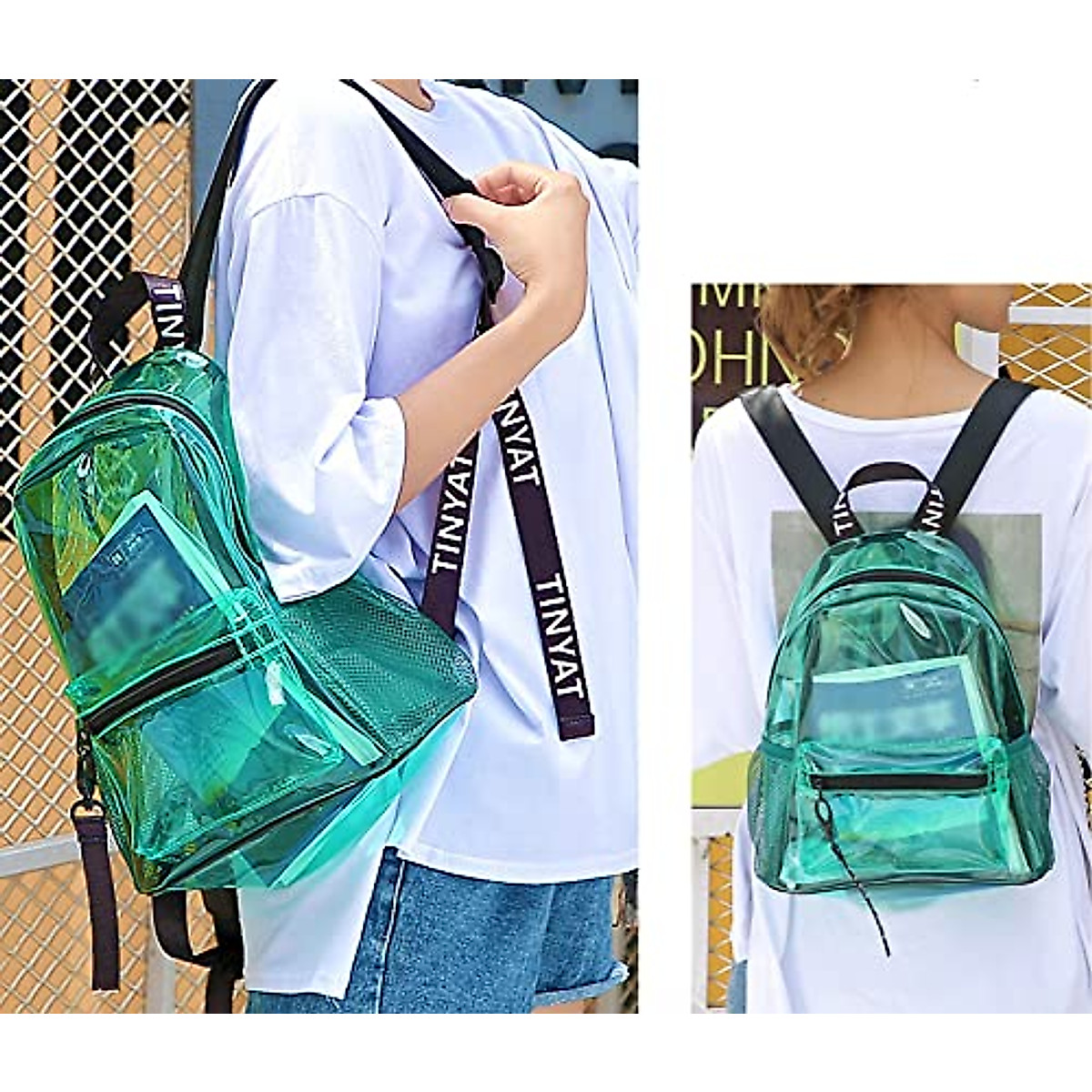 Tellrain Clear Backpack Purse for Women Large Capacity Heavy Duty Transparent Backpacks Fashion PVC Beach Bag Bookbags