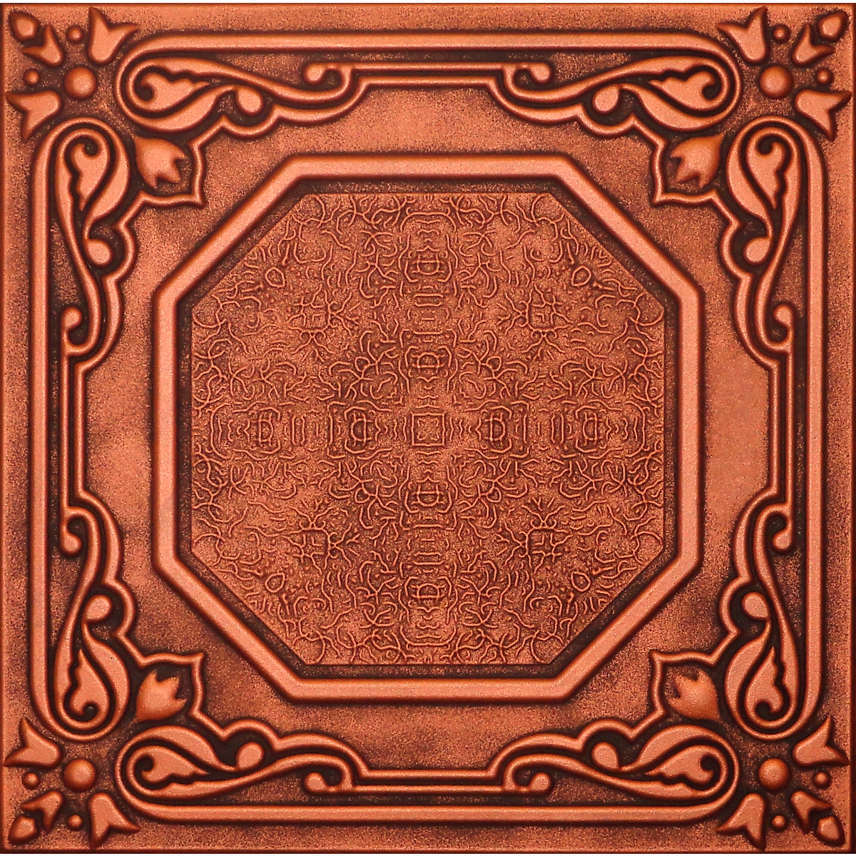 R32 Antique Copper 20x20 Amazing Styrofoam Tin Look Ceiling Tiles Easy to Glue Up On Any Type of Surface