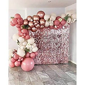 Pink Balloon Garland Kit, 125PCS Marve Pink and Gold Balloons Garland Arch with White Sand Metallic Rose Gold Balloons for Women Happy Birthday Decorations Baby Shower Wedding Party Background