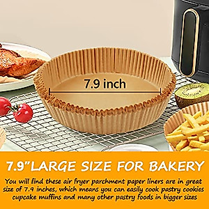Air Fryer Liners Disposable Paper - 50pcs 7.9”Large Organic Food Grade Non-Chemical Coating, High Temperature Resistant, Oil/Water-proof Non-stick Airfryer Parchment Liners Baking Roasting Microwave