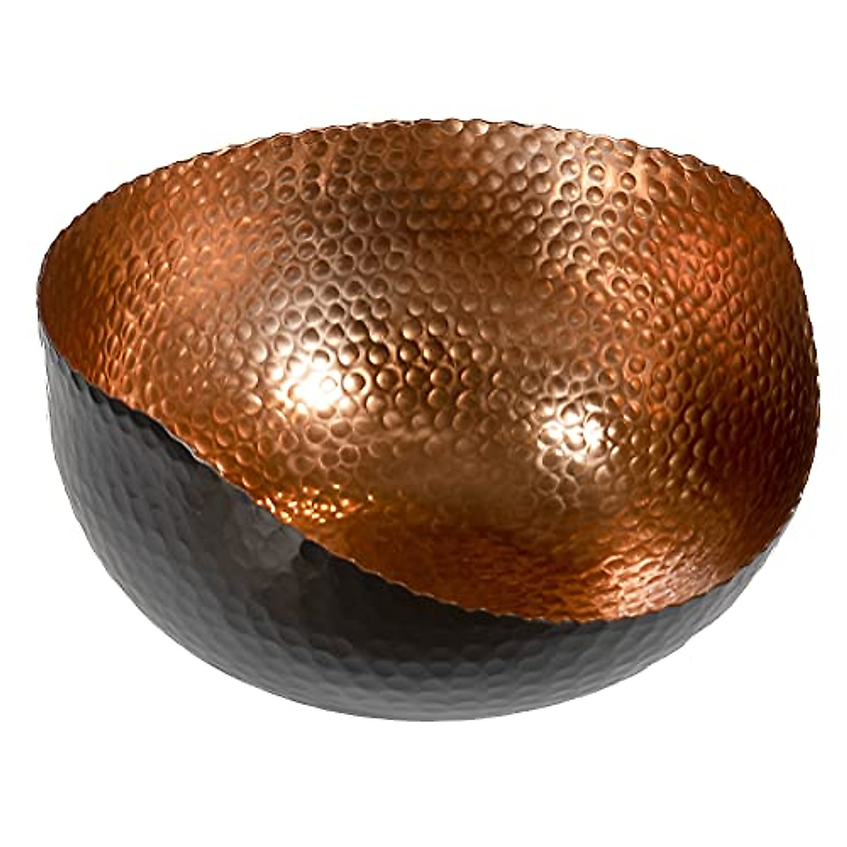 Red Co. 10 inch Decorative Hand-Hammered Aluminum Slant Cut Centerpiece Bowl, Black/Copper