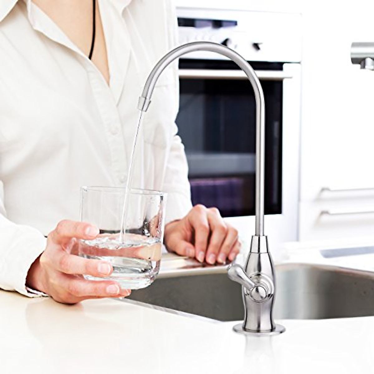iSpring GK1-BN Heavy Duty Reverse Osmosis Faucet, High Spout Kitchen Bar Sink Drinking Water Faucet, Contemporary Style RO Faucet, Brushed Nickel