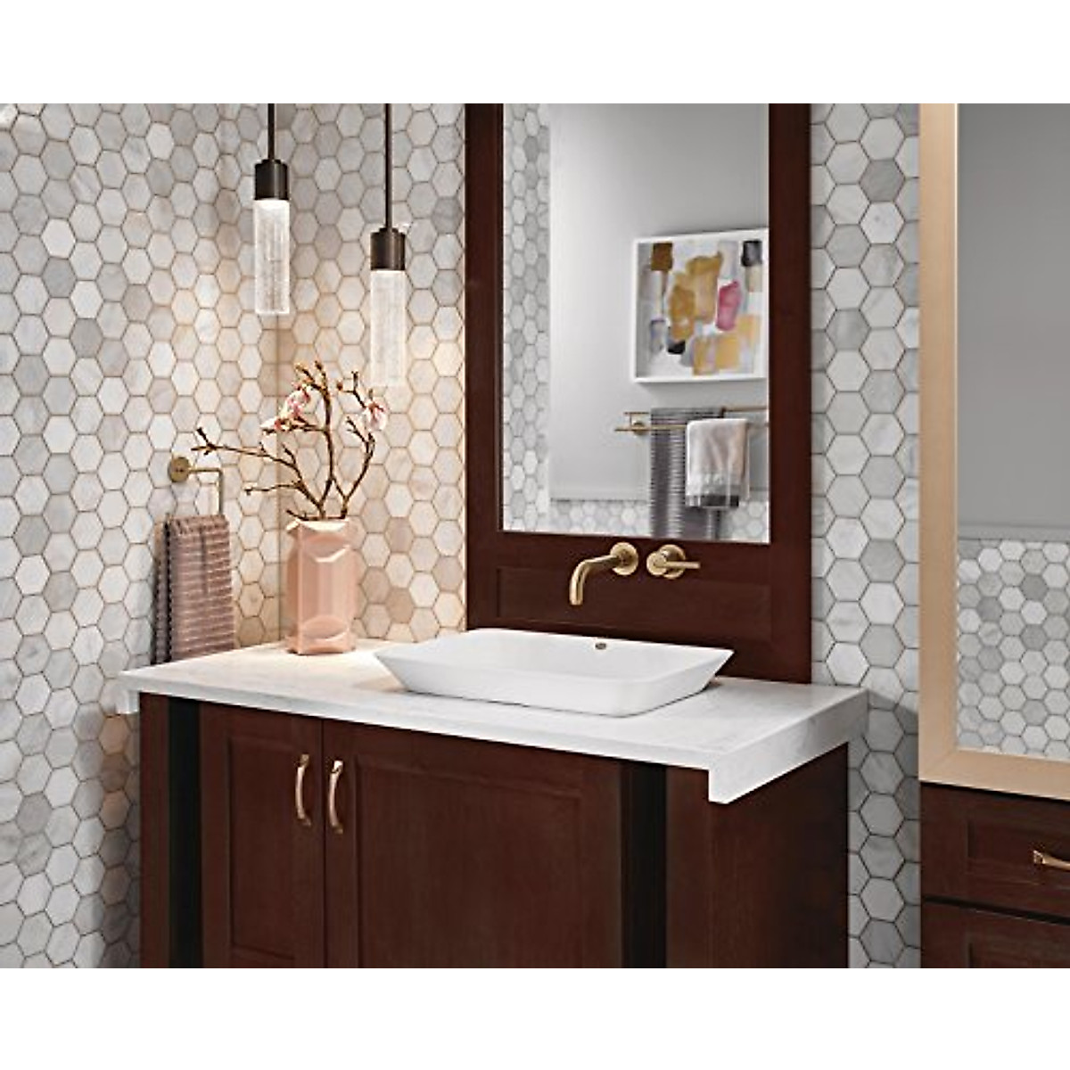 Delta Faucet Trinsic Wall Mount Faucet, Gold Bathroom Faucet, Wall Mount Bathroom Faucet 3 Hole, Widespread Bathroom Faucet, Champagne Bronze T3559LF-CZWL