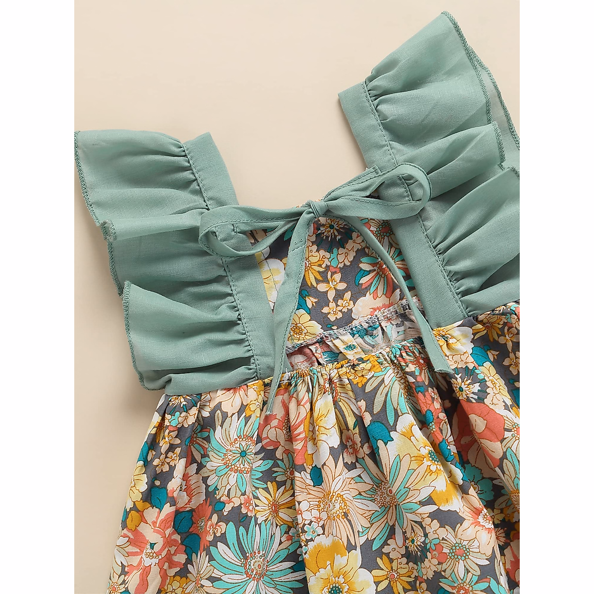 6M-3Y Summer Newborn Infant Toddler Baby Girls Dress Flower Print Ruffles A-Line Dresses + Cap Outfits (Green, 6-12 Months)