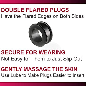 bodyjewellery 7/8 inch 22mm Black Implant grade silicone Double Flare Tunnels Ear Gauge Plugs ABCF Ear Stretching Piercing 2Pcs