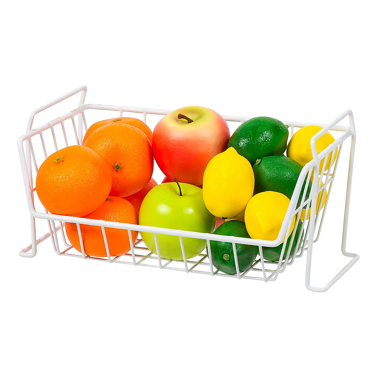 IRIS USA Small Modular Wire Stacking Storage Basket, 8"D x 14"W x 6"H, Great Storage for Pantry, Kitchen, or Closet Organization, Stackable with Interlocking Legs, Multipurpose Home Organizer, White