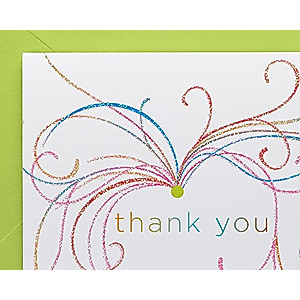 Papyrus Thank You Cards with Envelopes, Swirl Glitter (14-Count)