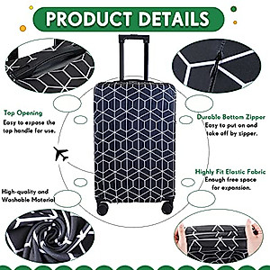 Sanwuta 3 Pcs Luggage Cover Washable Suitcase Protector Luggage Protector Suitcase Cover Anti Scratch Luggage Case Cover Fits 18-28 Inch Luggage, 3 Sizes (Geometric Style)
