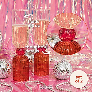 ban.do Bar Glass Set of 2, 6.6oz Cute Cocktail Glasses for Adults, Unique Cocktail Wine & Champagne Glasses, Aesthetic Glassware for Bar Cart, Tipsy Turvy