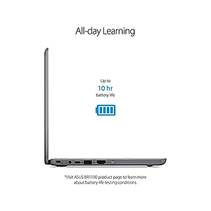 ASUS 2022 11.6" HD Business Laptop, Intel Celeron N4500 Processor, 4GB RAM, 64GB eMMC , Webcam, Intel HD Graphics 500, Bluetooth, Windows 10 Pro, Dark Grey, 32GB SnowBell USB Card