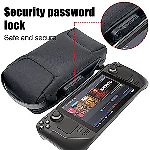 Carrying Case for Steam Deck Console & Accessories, Shockproof Hard Shell Protective Crossbody Shoulder Chest Backpack with Protective Shoulder Bag Pouch with Pockets Fit Console, Original AC Charger Adapter, Lightweight Everyday Carry Bag for Travel, Hom