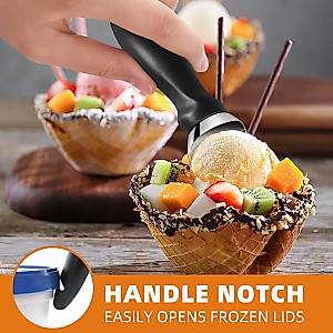 EWPJDK Ice Cream Scoop with Comfortable Grip Handle, Heavy Duty Stainless Steel, Perfect Shape Scoops, Ice Cream Scooper (Black)