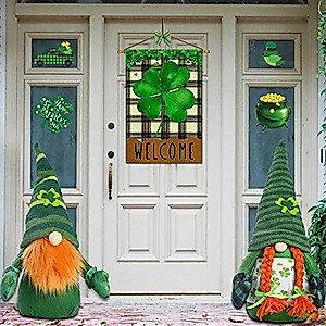 Spring Welcome Garden Flag Banner, Burlap Shamrock Clover Yard Flag Welcome Sign Banner for Farmhouse Yard Porch Door Decoration 12 x 18 Inches